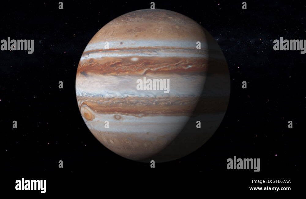 3D Loop Animation: Full 360 degree rotation of planet Jupiter above ...