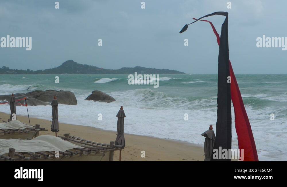 Storm on the beach big waves crash on the rocks. 1920x1080. full hd ...