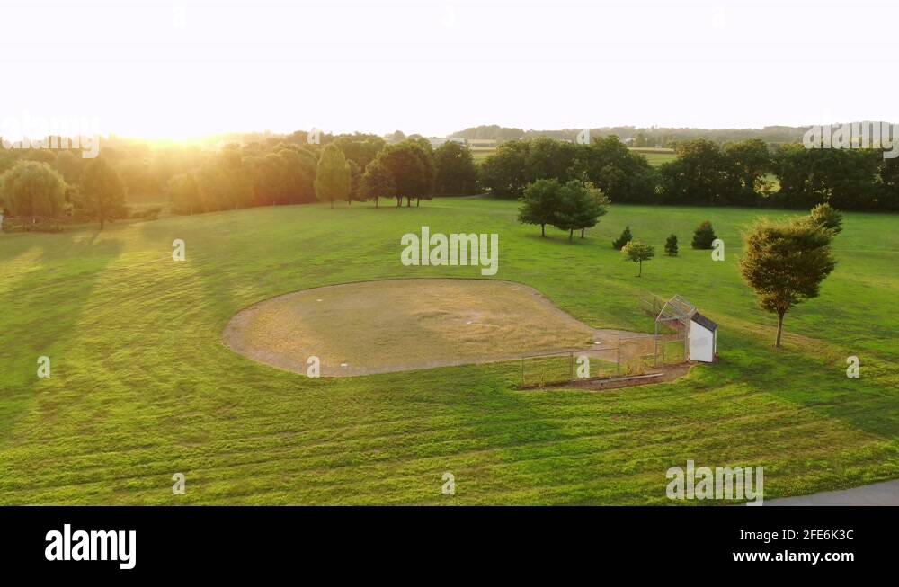 Baseball field diamond at school playground. grass field where student ...