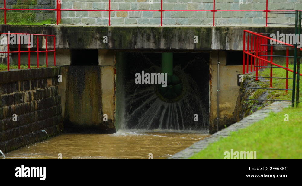 A detailed view inside the drain valve of the water tank closing the ...