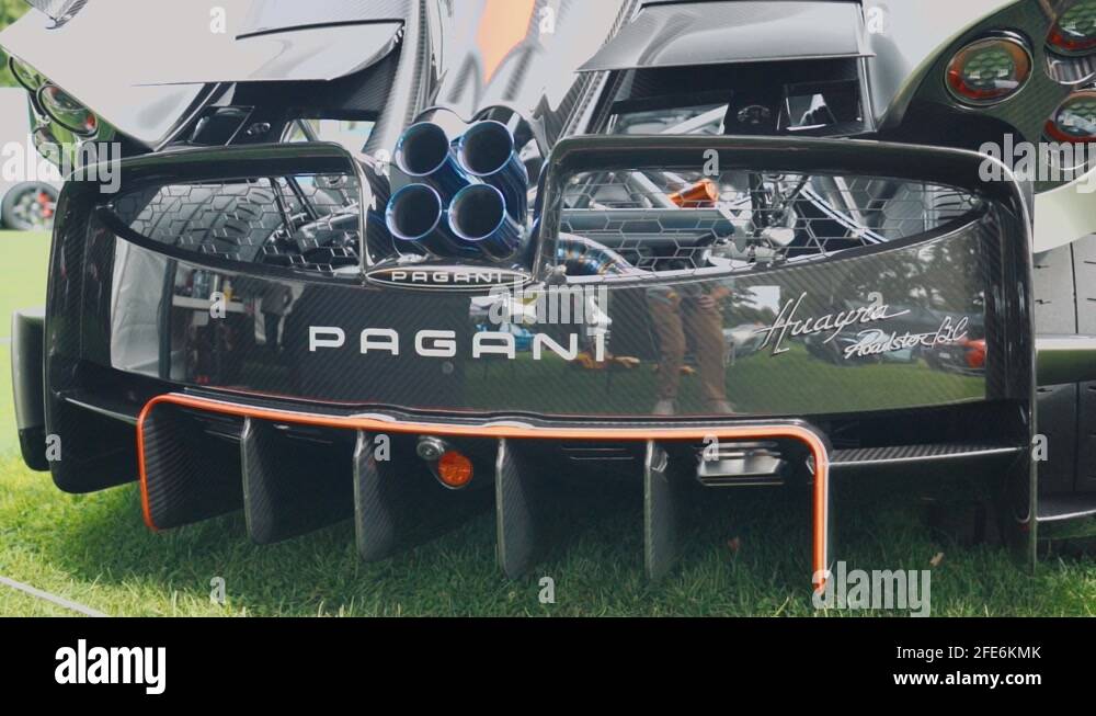 Tight Shot of the Rear Fascia and Exhaust of a Pagani Huayra Stock ...