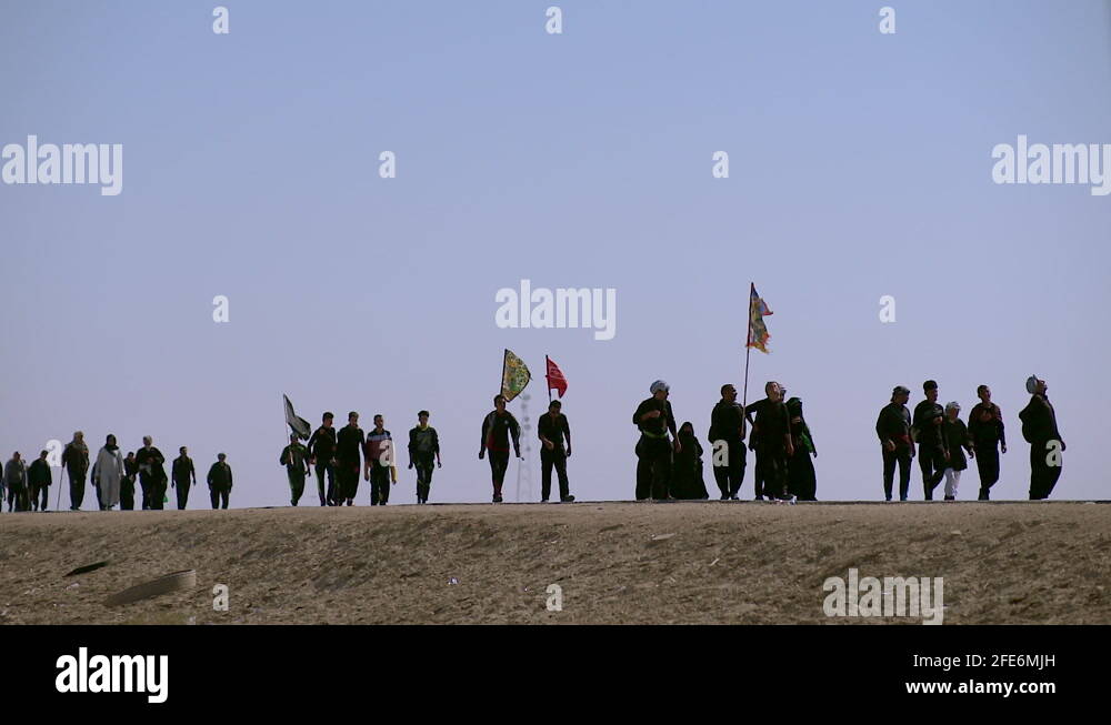 Crowd of pilgrims walking in Arbaeen pilgrimage in Karbala, Iraq Stock ...