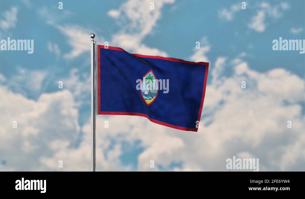 Guam flag waving in the blue sky realistic 4k Video Stock Video Footage ...