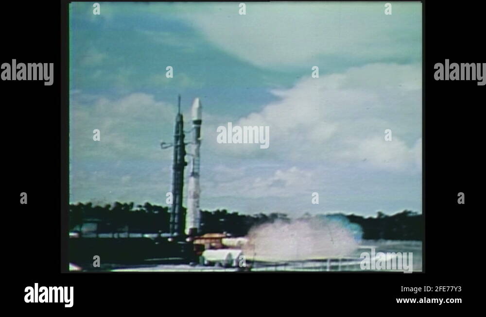 1990s: rocket taking off from launchpad, space shuttle at launchpad ...