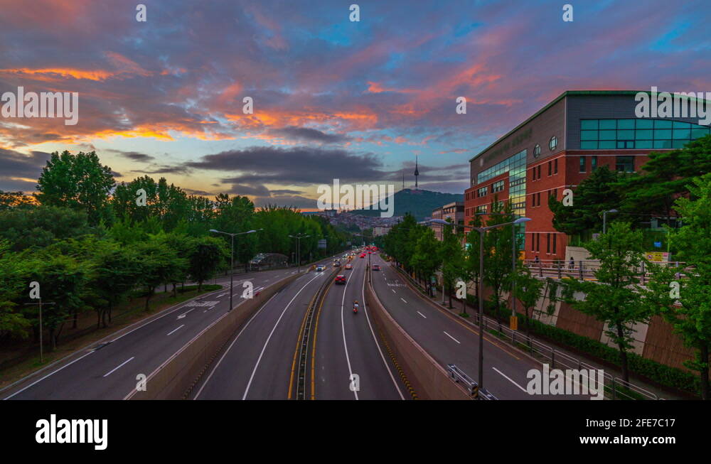 Sunset at Itaewon, view in popular Korean drama in Seoul,South Korea ...