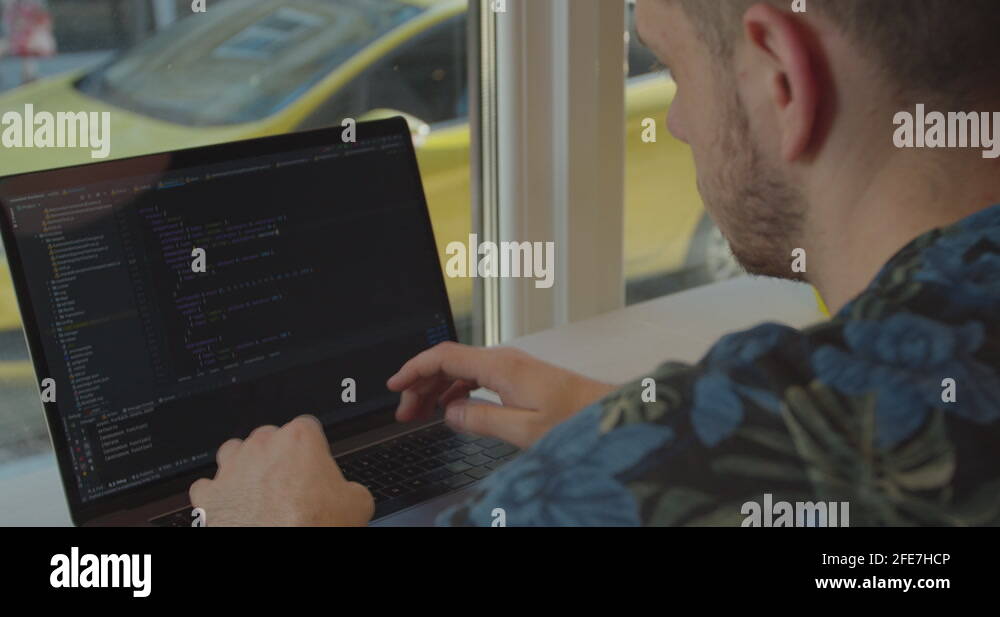 Close Up Man Coding Html And Programming On Screen Monitors Development Web Stock Video Footage