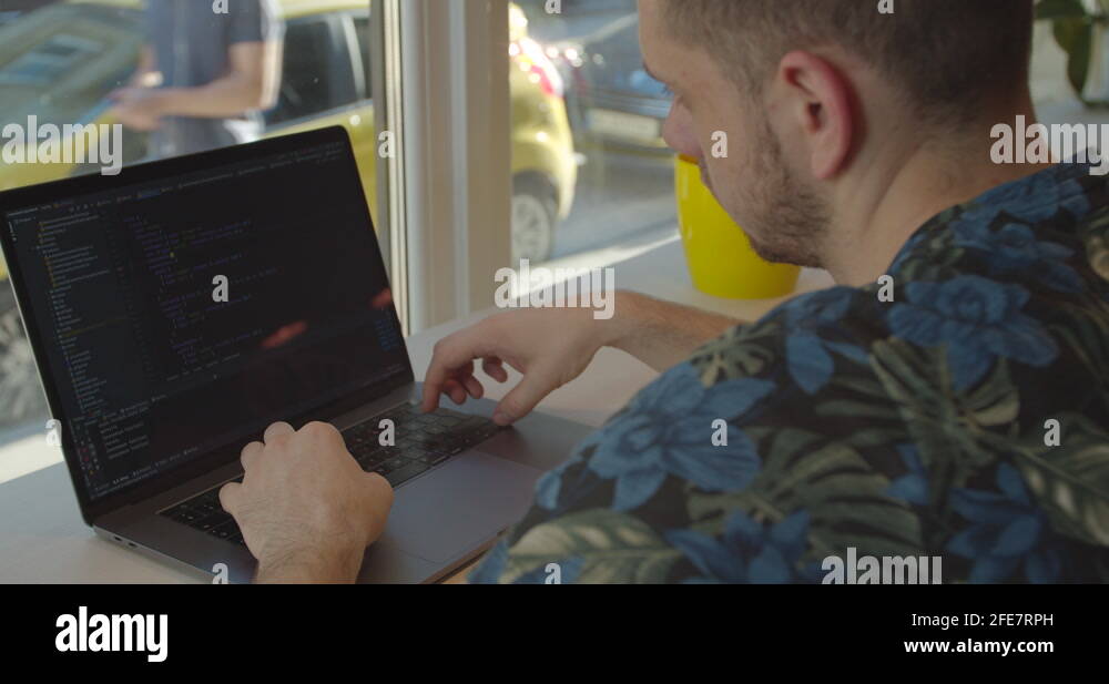 Close Up Man Coding Html And Programming On Screen Monitors Development Web Stock Video Footage