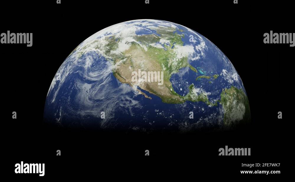 Planet earth from space in front view. Realistic world globe spinning ...