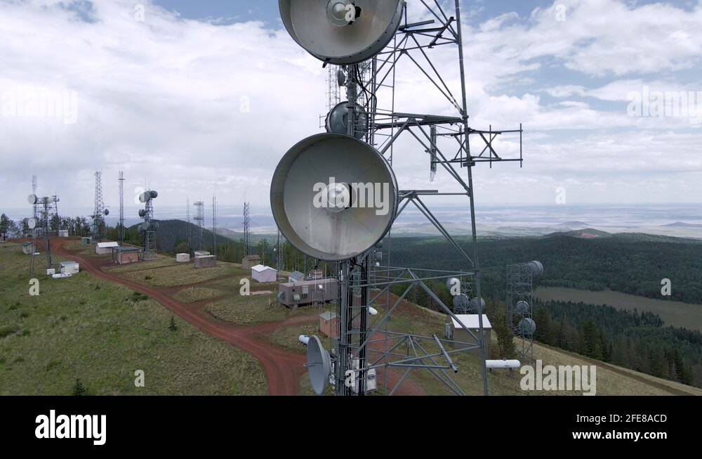 Cell phone transmission towers, 4G/5G masts transmitting signal across ...