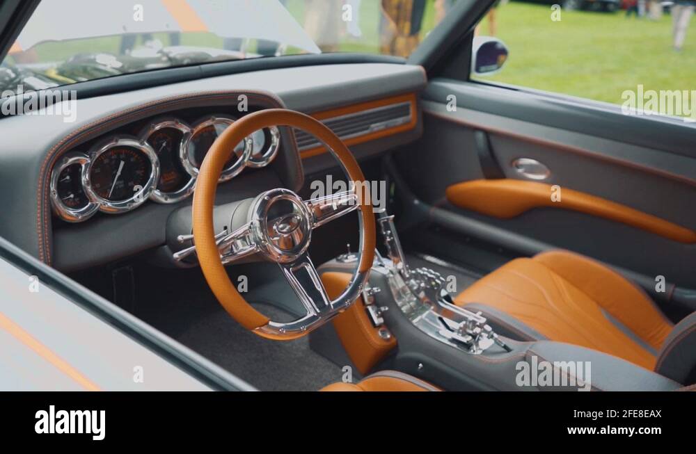 Interior Shot Through Window of a Custom Ford Show Car with Big Block ...