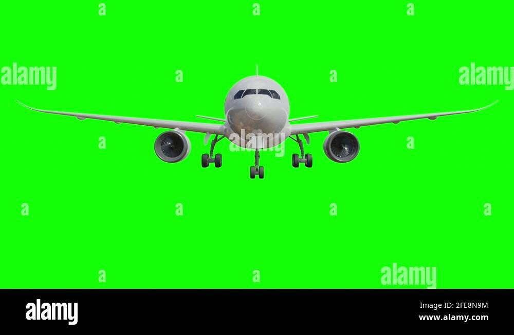 Airplane coming towards camera in green screen 4K Stock Video Footage ...