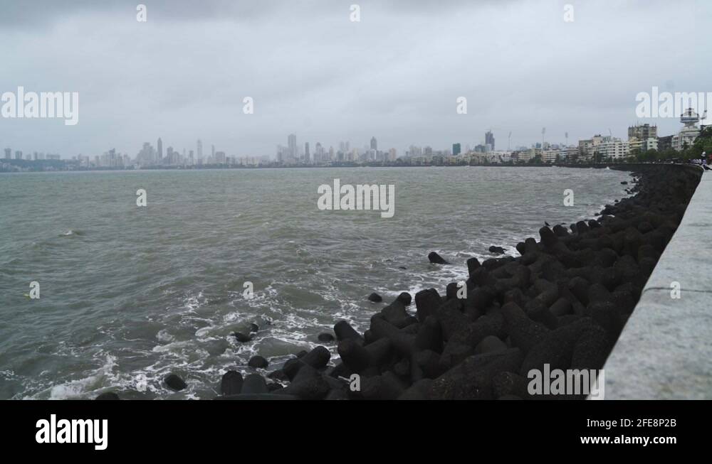 South Mumbai Skyline During Cloudy Rainy Monsoon Season, Marine Drive ...