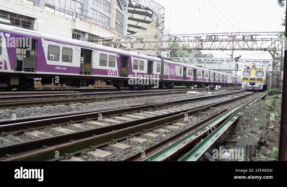 Mumbai Suburban Railway - Empty Mumbai Local Train Moving On Tracks ...