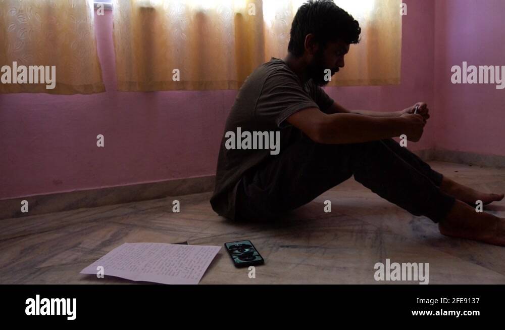 Alone writer sleeping after writing letter to nature in the pendemic ...