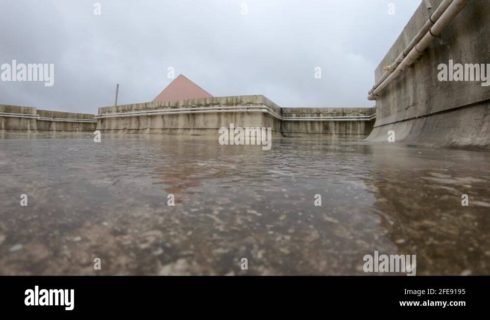 Building Flat Concrete Roof Area Flooded By Rainwater In Mumbai, India ...