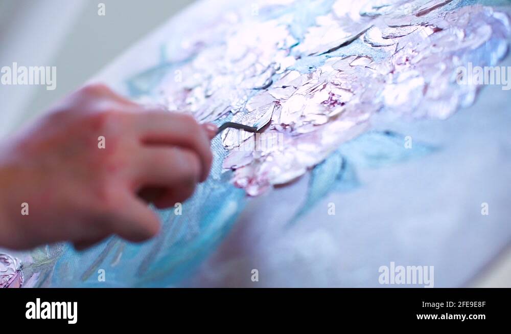 Close-up of smearing paint onto a surface. Getting art education Stock ...