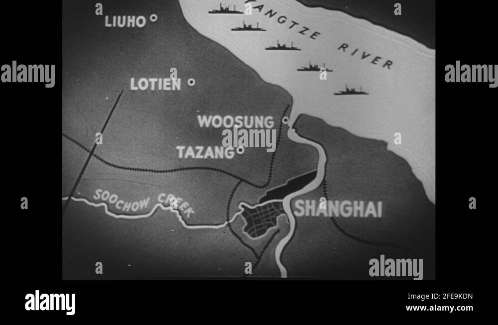 1940s China: Map of Shanghai and Yangtze River shows Japanese ...