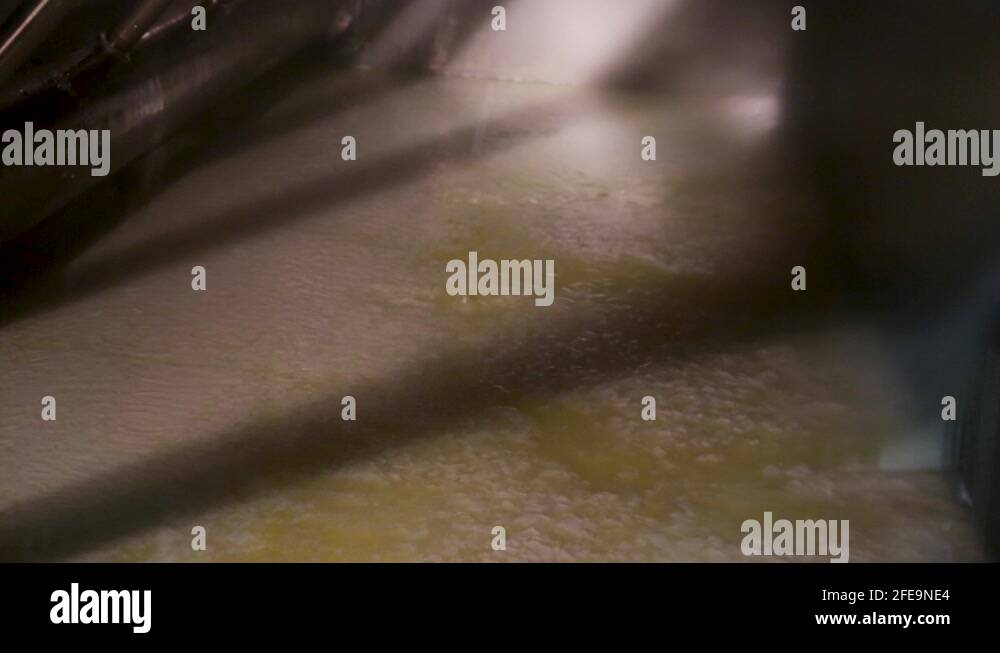 Process of mixing cottage cheese in industrial production Stock Video ...