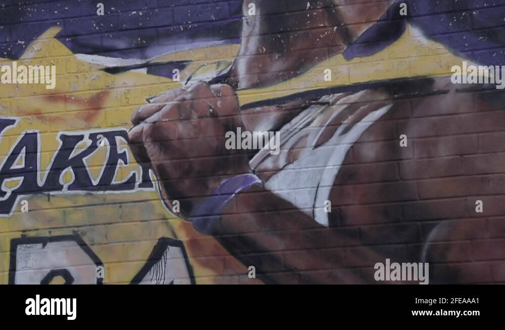 Kobe Bryant Emotional Face, Slow Motion Pan Up, Close Up, Mural ...