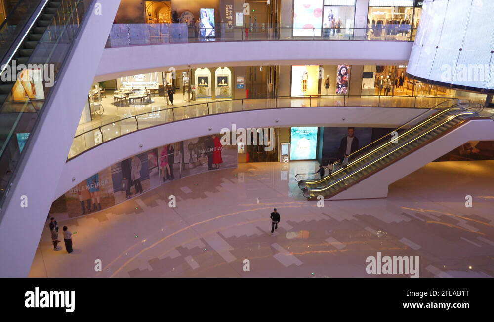 chengdu city central famous mall main hall panorama 4k china Stock ...