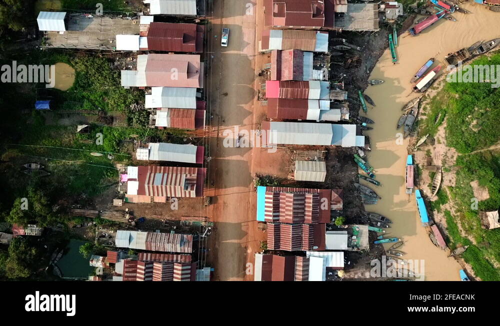 Third World Poverty Stricken Community in Cambodia, Incredible Top Down ...