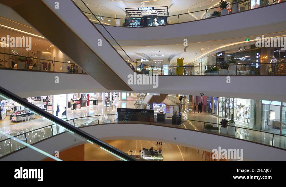 chengdu city central mall main hall panorama 4k china Stock Video ...