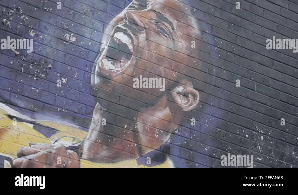 Close Up, Kobe Bryant Emotional Yelling Face on Street Art Tribute ...