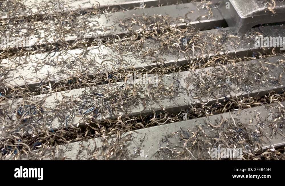 Chips on the table of a milling machine Stock Video Footage - Alamy