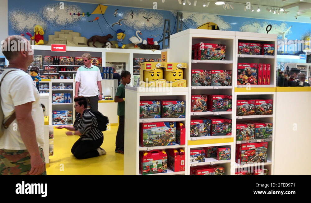 Interior of Lego Store in the Lego House. Children with parents buying ...