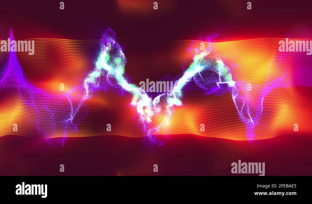 Purple Audio Wave Particles and 3D Red Grids Background Loop Big Beat ...