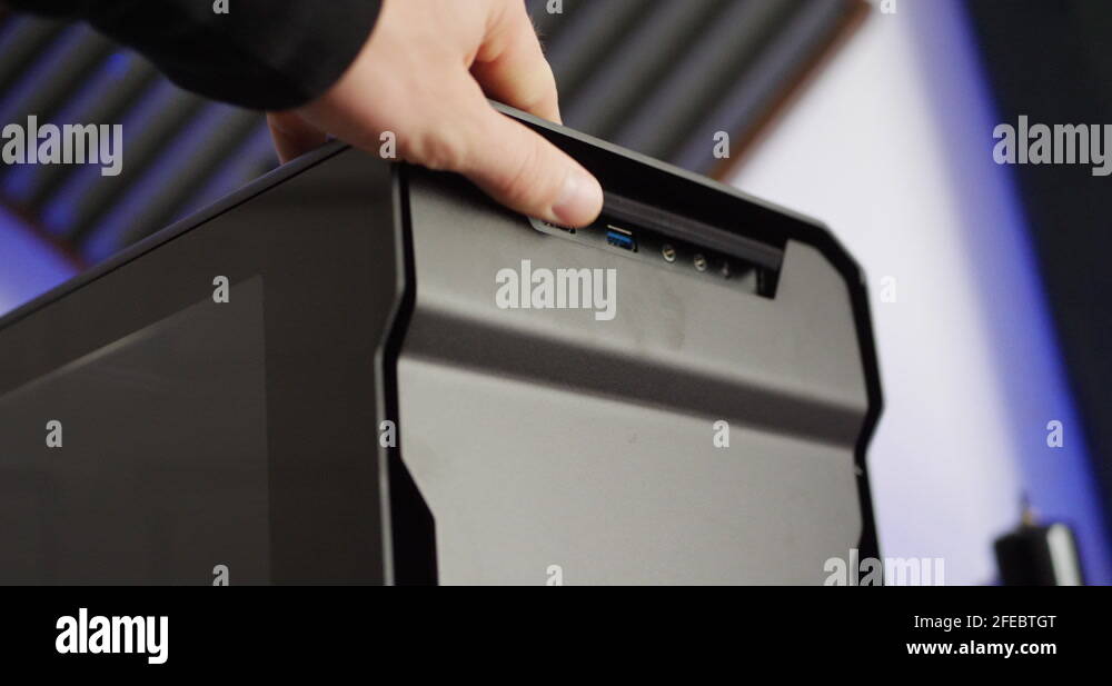 Close up on the io and usb ports of a new micro atx computer pc case ...