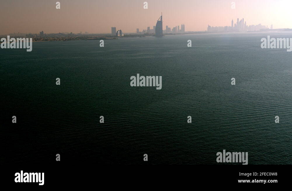 An eye-catching aerial view of the Burj Al Arab and the Dubai Skyline ...