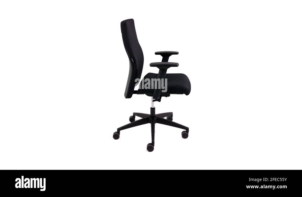Animated functions of a black office chair with white background ...