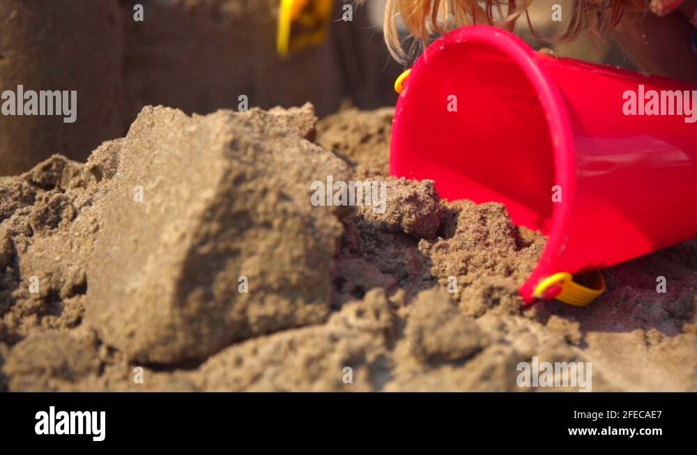 Sandcastle sand castle beach build childhood play bucket Stock Videos ...