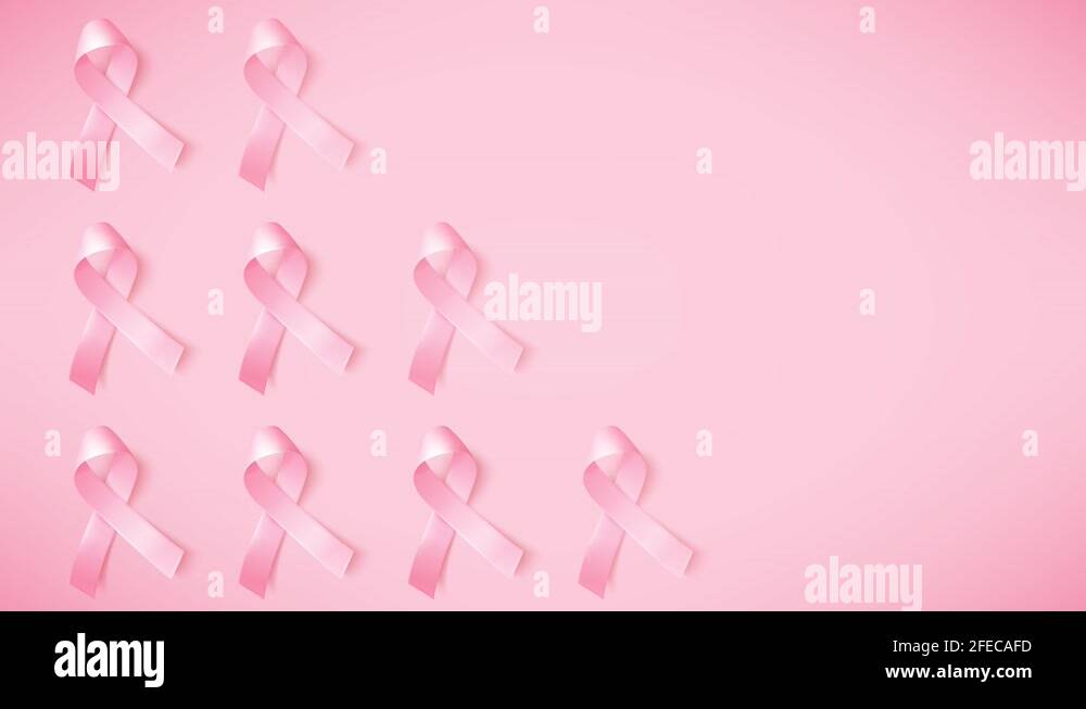 Realistic pink ribbon. Animation with symbol of national breast canser ...