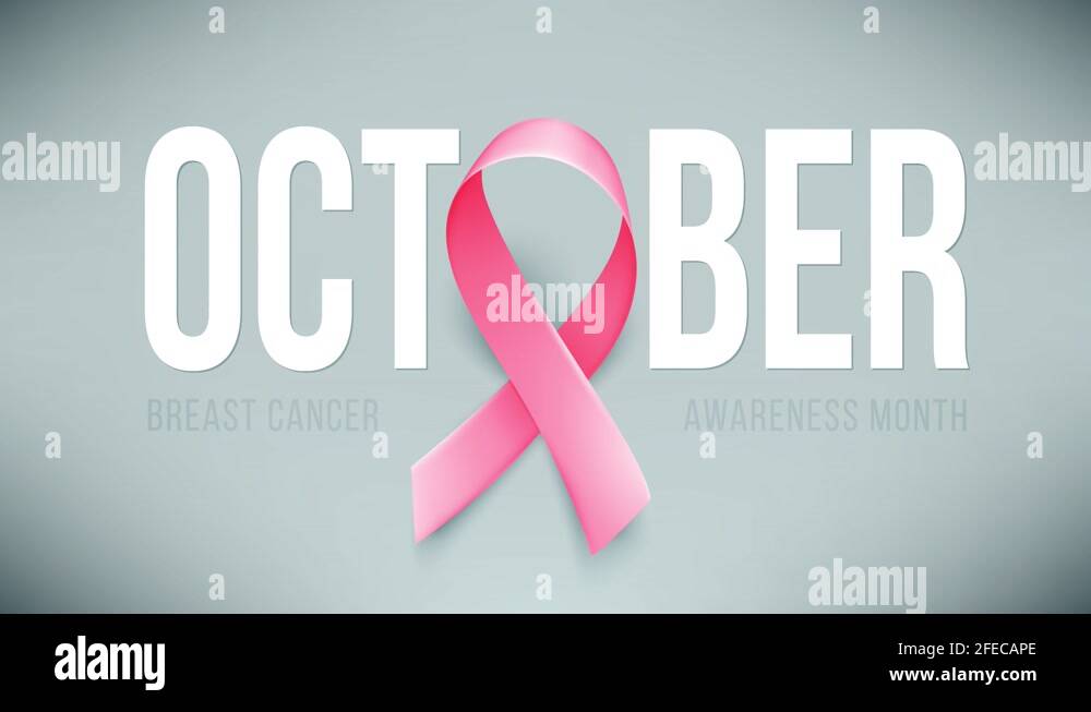 Realistic pink ribbon. Animation with symbol of national breast canser ...