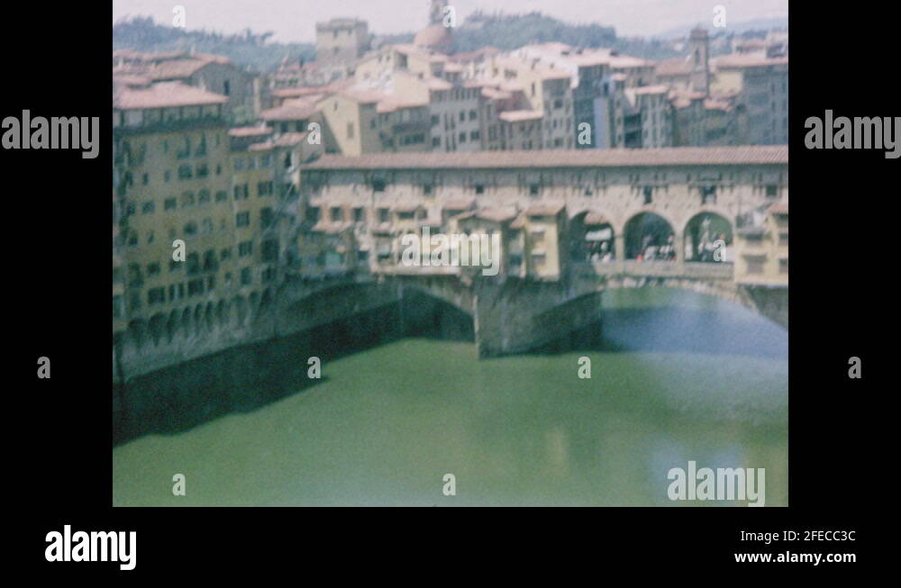 1960s: Building over river. Child and birds in courtyard. Riding on bus ...