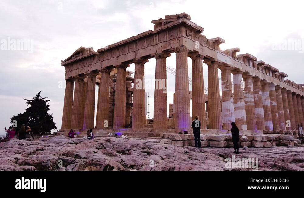 Symbol of ancient Greece, Acropolis city of Athens parthenon hyper lapse Stock Video Footage - Alamy