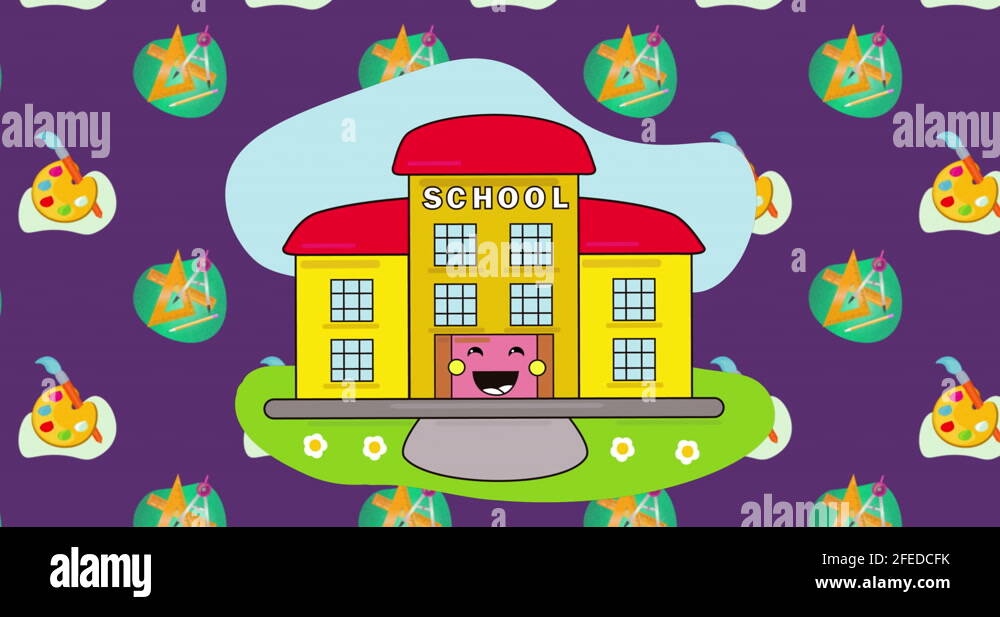 School building icon against purple background Stock Video Footage - Alamy