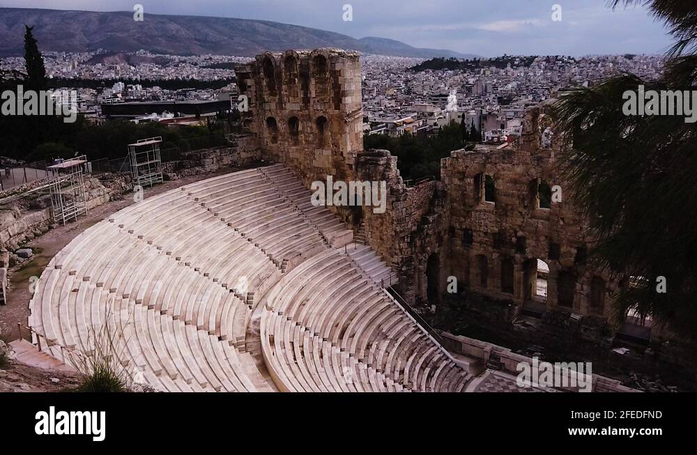 Odeon of Herodes Atticus located at the foot of the Acropolis in static Stock Video Footage - Alamy