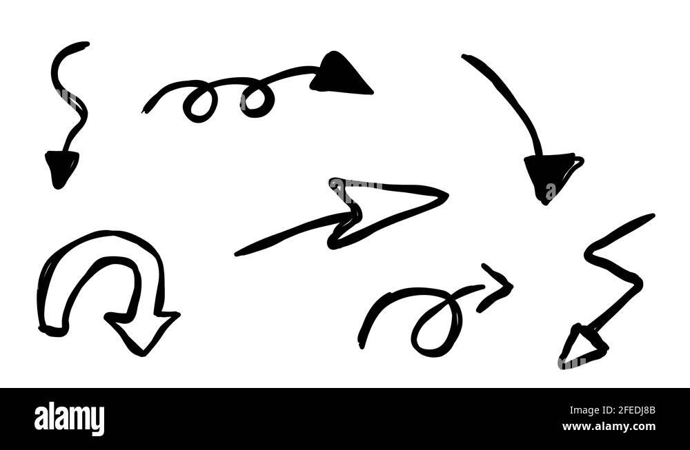 Pointing Arrow Set Hand Drawn Doodle Scribble Animation Sketch Pack