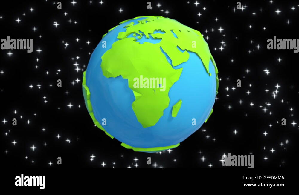 Low Poly Cartoon Earth Rotating in Space Stock Video Footage - Alamy