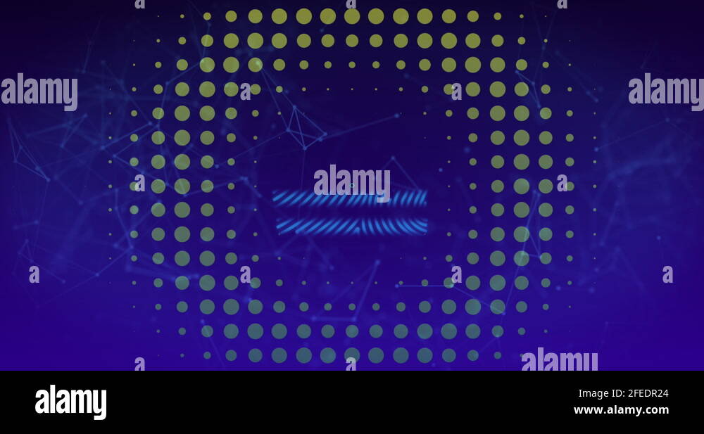 Dots forming a circles over cyber security icons against blue ...