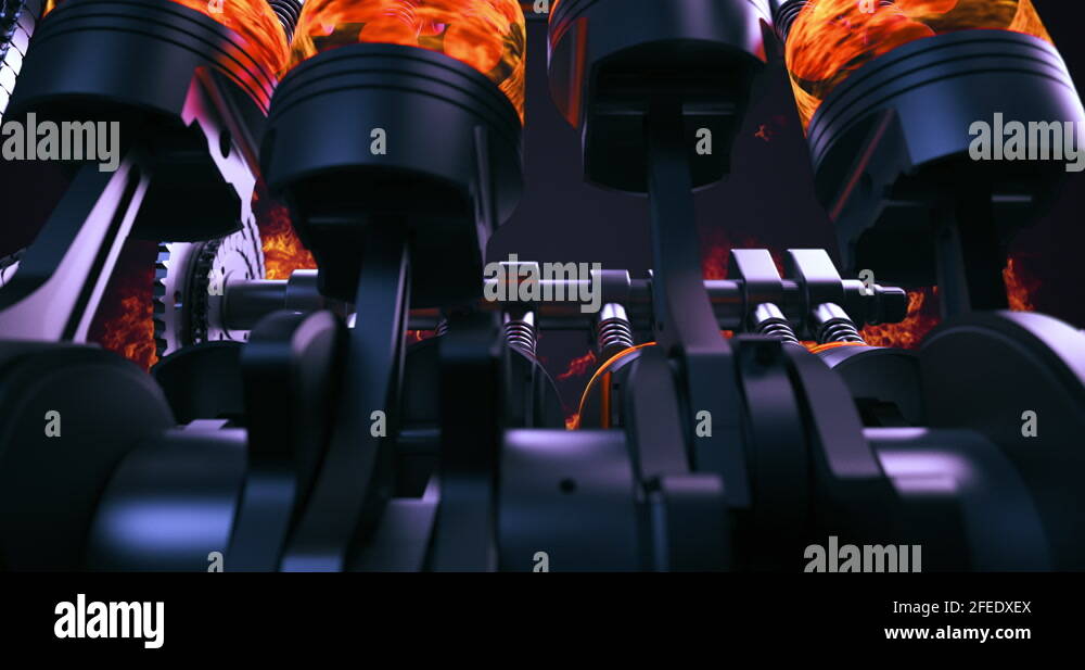 3D Super Car Animation With Zooming To Powerful V8 Engine Stock Video ...