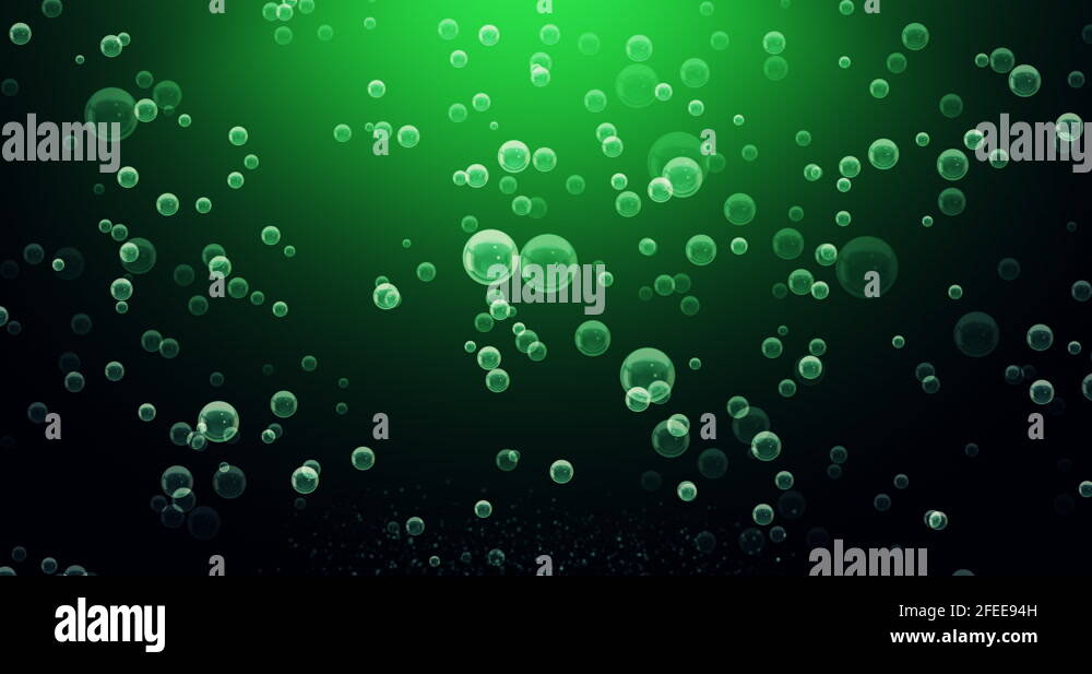Effervescences bubbles green in green background, Loop Stock Video ...