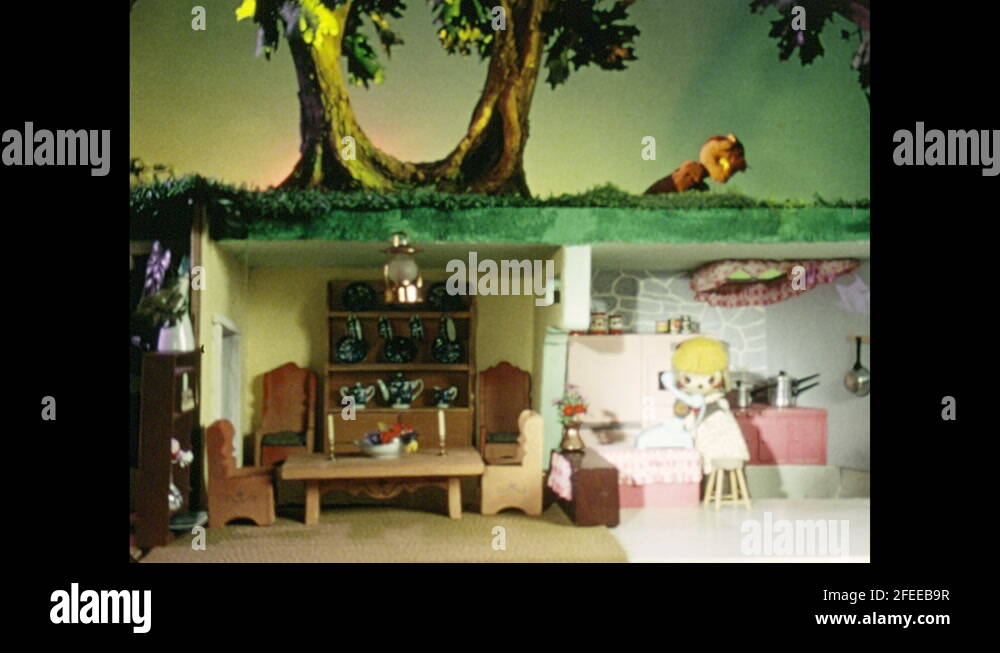 1970s: Boy mouse puppet walks through woods and talks to girl mouse ...