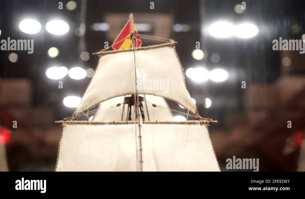 Spanish ship sail from Campeche Mexico miniature tilt down inside ...