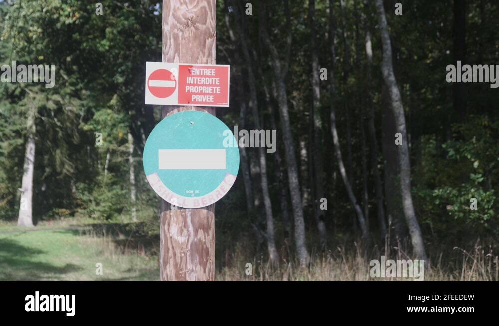 no entry sign in French v1 outside private property Stock Video Footage ...