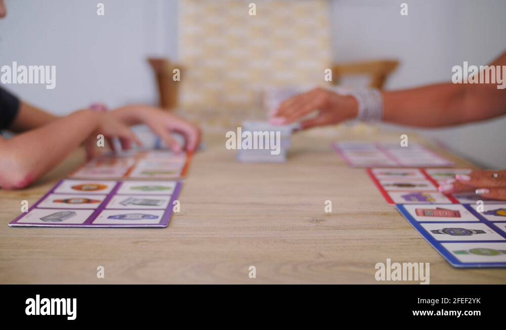 Mother And Child, Little Girl Playing Cards Game In Park, Happy Family ...