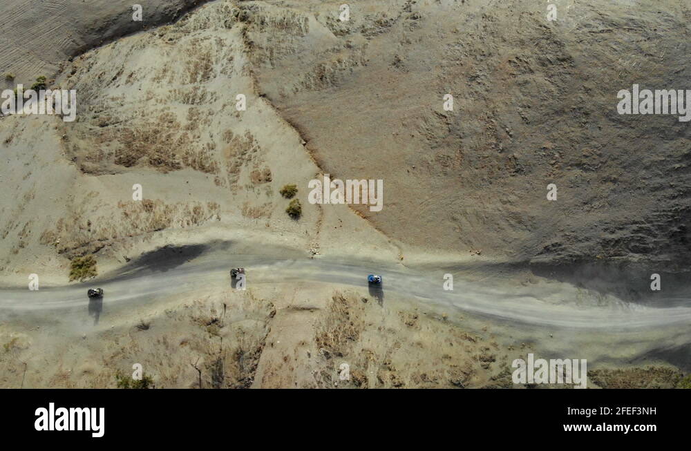 Quad bike ride birds eye view in the savanna desert Stock Video Footage ...
